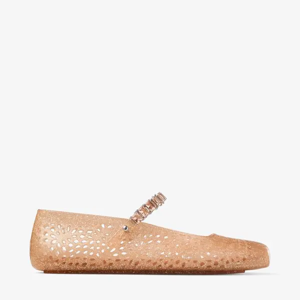 JIMMY CHOO Crystal-embellished Jelly Ballerina Flats