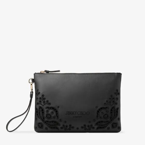 JIMMY CHOO Zipped Flat Pouch With Sangallo Embroidery