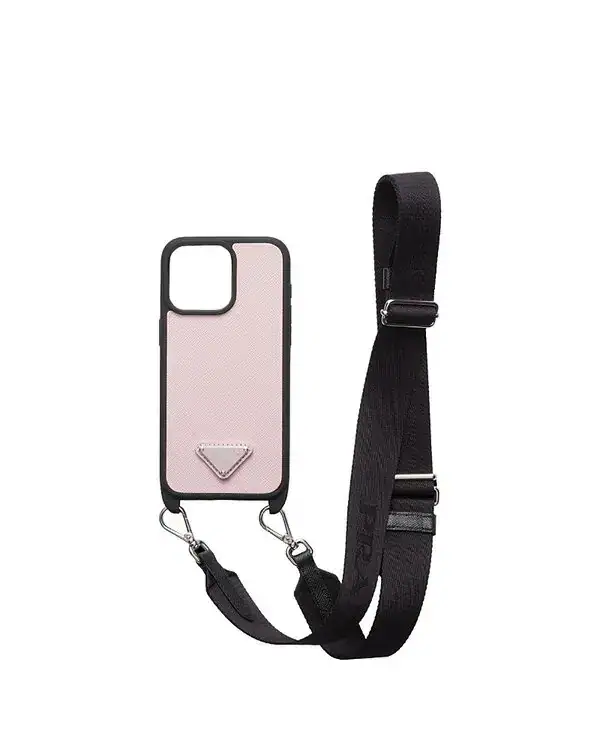 Prada Saffiano Leather Cover For Iphone 15 Pro Max Pink