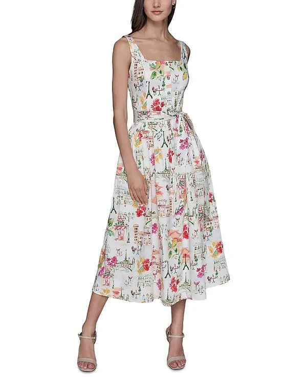 Karl Lagerfeld Paris Scenic Print Midi Dress