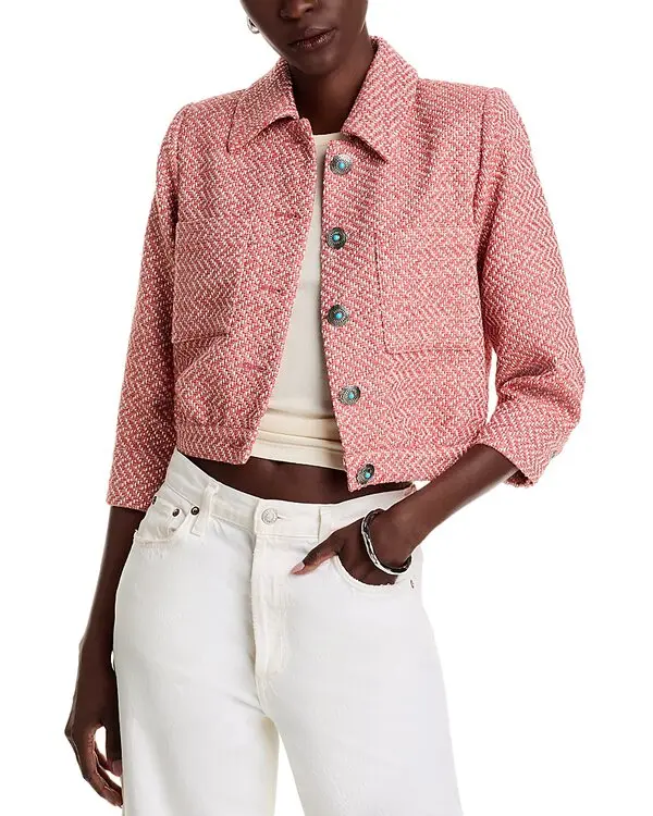 L'Agence Jia Crop Jacket - Burnt Coral/ivory