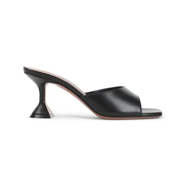 Amina Muaddi Lupita 70 Leather Slippers - Black