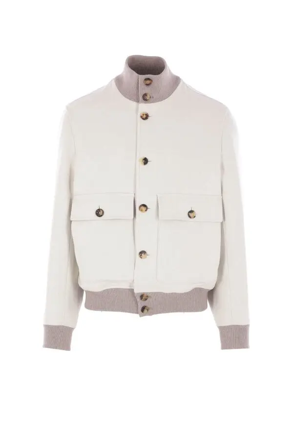 Brunello Cucinelli Wool Flannel Bomber Jacket - Panama/cortex+ruby