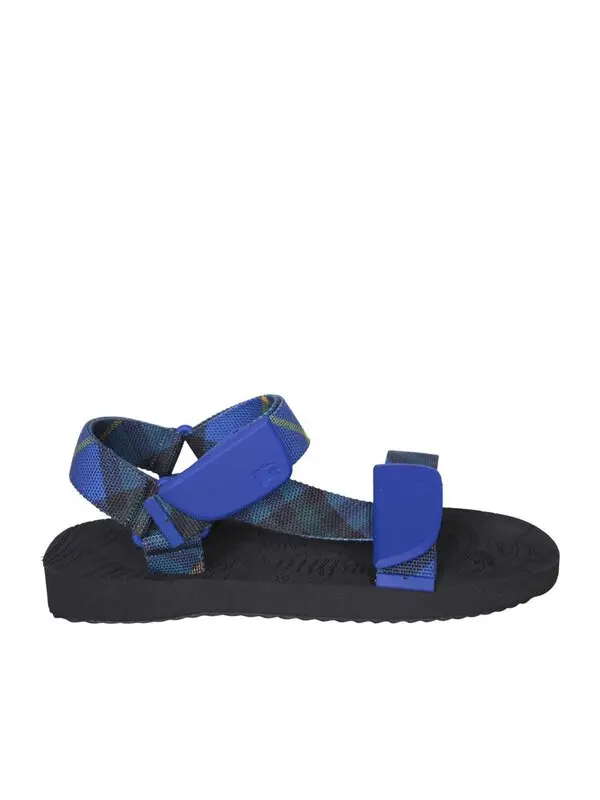 Burberry Checked Mesh Sandals - Blue