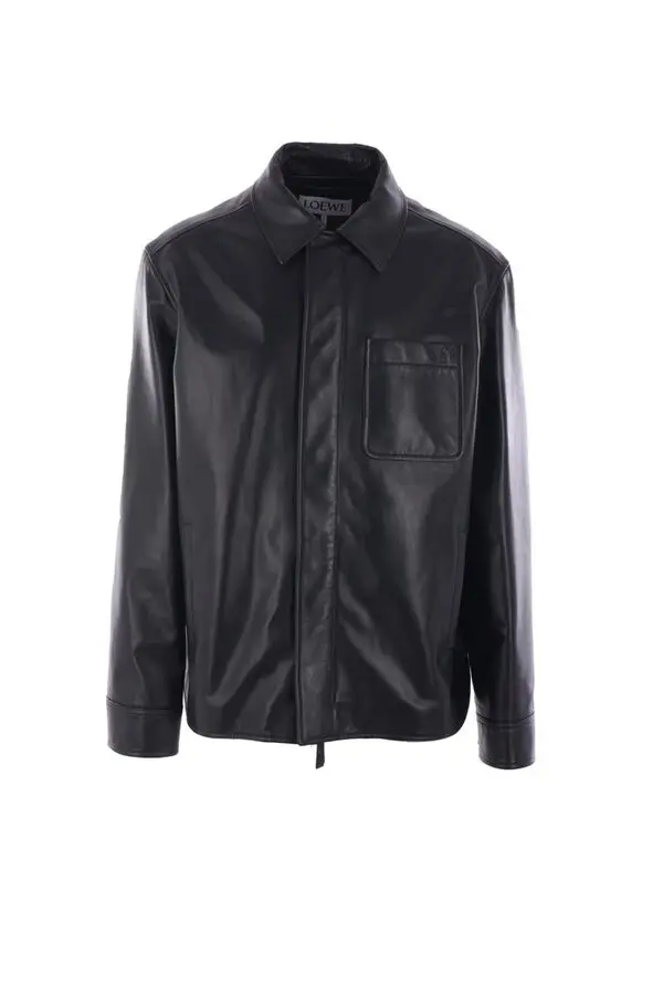 Loewe Leather Overshirt - Black