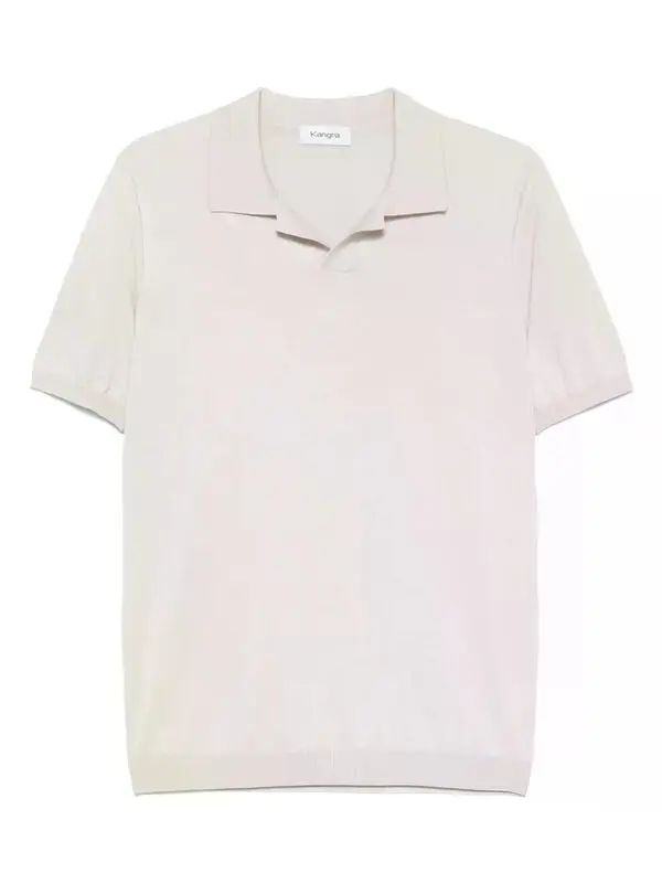 KANGRA Fine-ribbed T-shirt - Neutrals