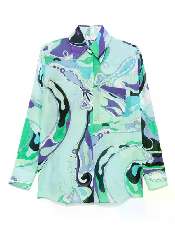 Emilio Pucci Orchidee-print Shirt - Blue