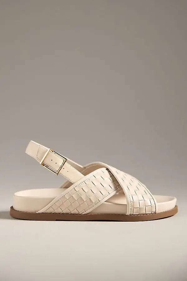 Schutz Sporty Crisscross Slingback Sandals - Off White