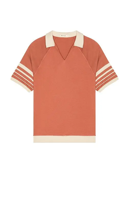 Marine Layer Varsity Rib Polo In Coral