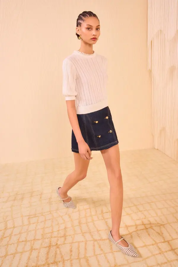 Ulla Johnson Gemma Short Sleeve Knit Top - Pristine