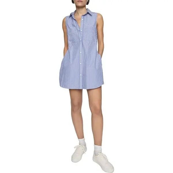 Rebecca Minkoff Cecilia Stripe Sleeveless Romper - Periwinkle Shirting