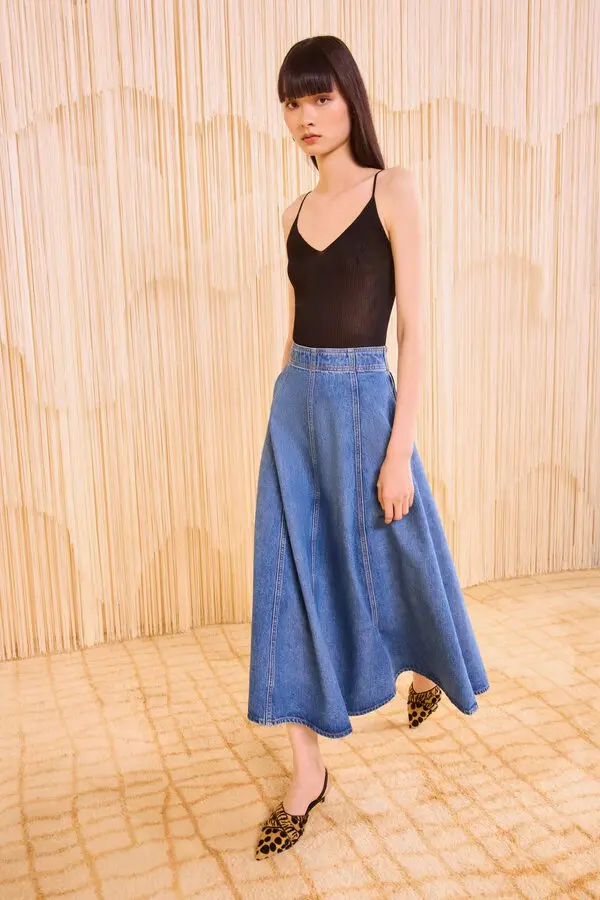 Ulla Johnson Uma Midi Denim Skirt - Danube