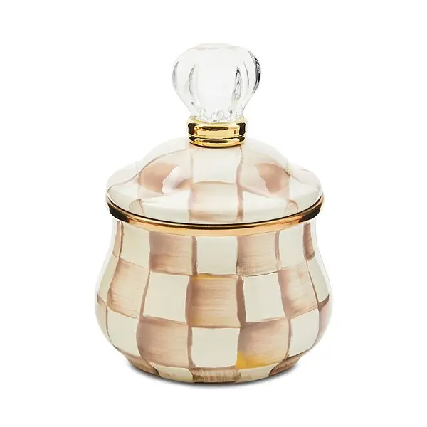 MACKENZIE-CHILDS Mocha Check Lidded Sugar Bowl