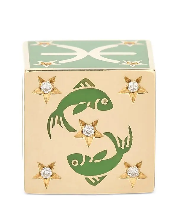 Adina Reyter 9k Pisces Zodiac Diamond & Ceramic Block Bead