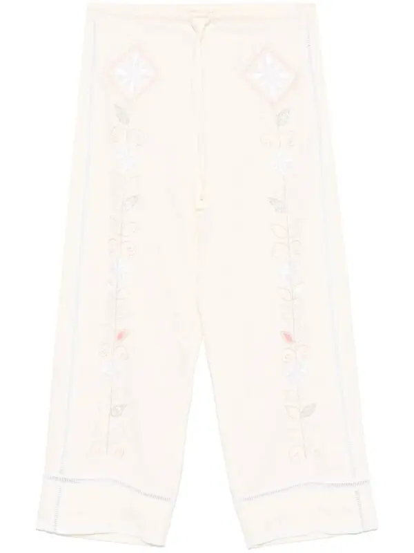 FORTE_FORTE Cropped Linen Trousers - Multicolor