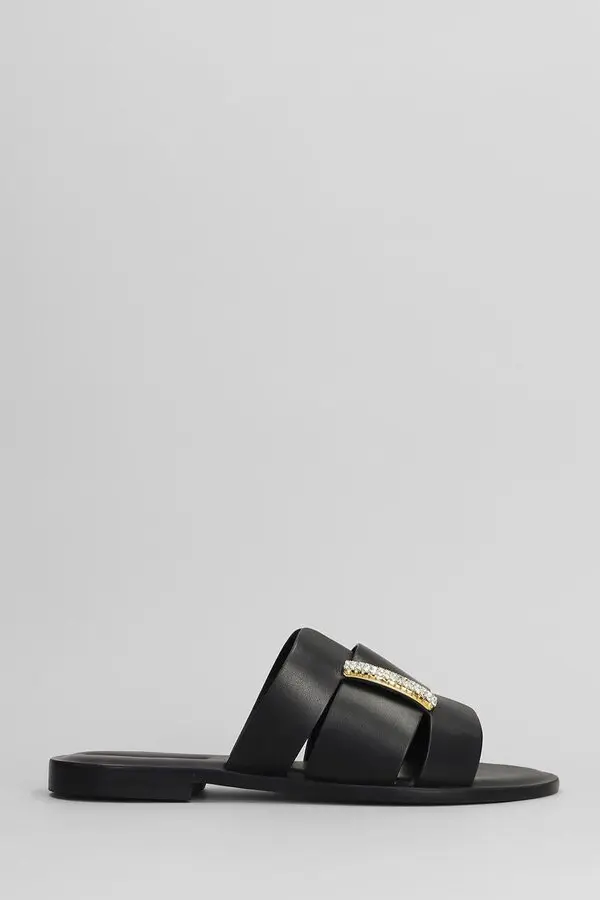 EDDICUOMO Strappy Leather Flats - Black