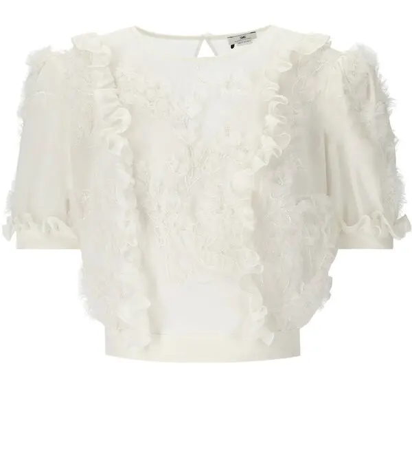 Elisabetta Franchi Ruffled Top - Ivory