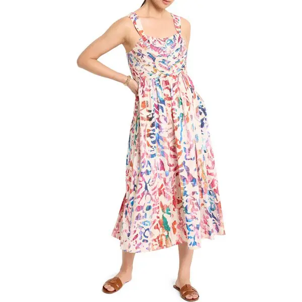 NIC+ZOE Stretch Cotton Midi Sundress - Pink Multi