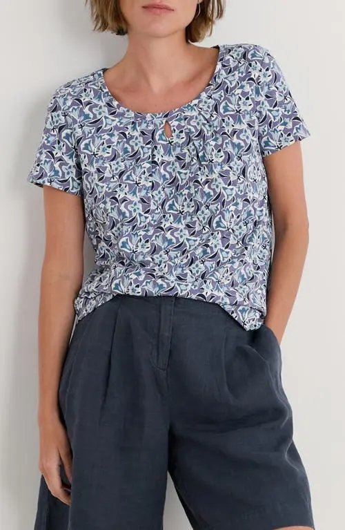 SEASALT CORNWALL Appletree Keyhole T-shirt - Paper Bellflower Bilberry
