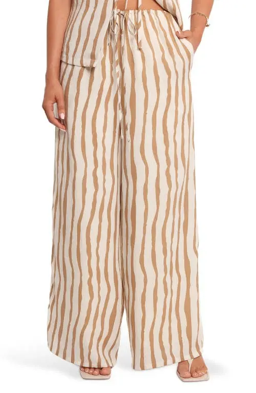 PETAL & PUP Marmo Stripe Wide Leg Cotton Blend Pants
