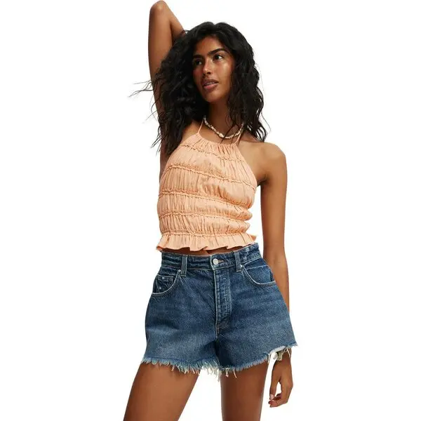 COTTON ON Multi Frill Detail Halter Top - Soft Orange