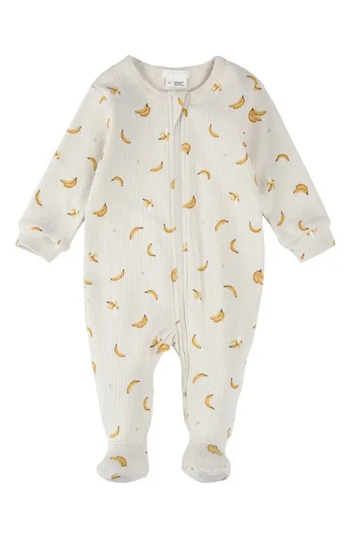 PETIT LEM Banana Print Cotton Rib Footed Pajamas - Beige