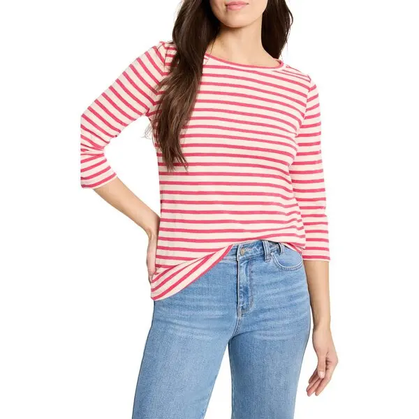 NIC+ZOE Striped Boatneck T-shirt - Pink Multi