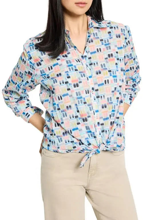 NIC+ZOE Portofino Geo Print Cotton Shirt