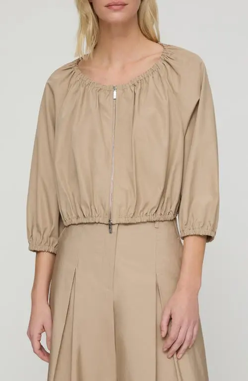 Lafayette 148 New York Cropped Organic Cotton Poplin Bubble Jacket