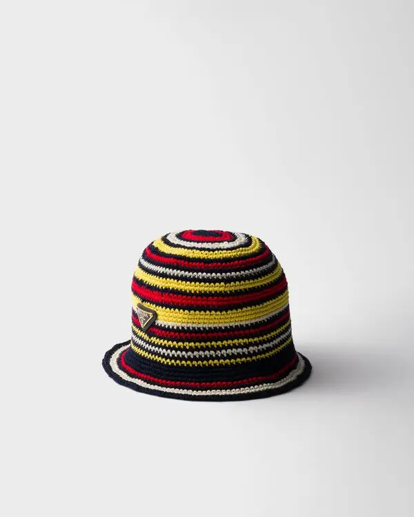 Prada Crochet Bucket Hat - Red/yellow