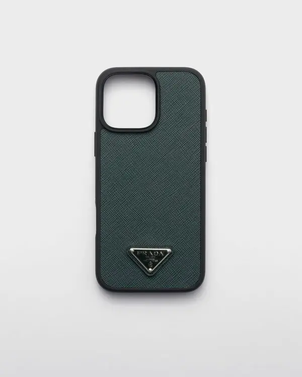 Prada Saffiano Leather Case For Iphone 16 Pro Max - Emerald Green