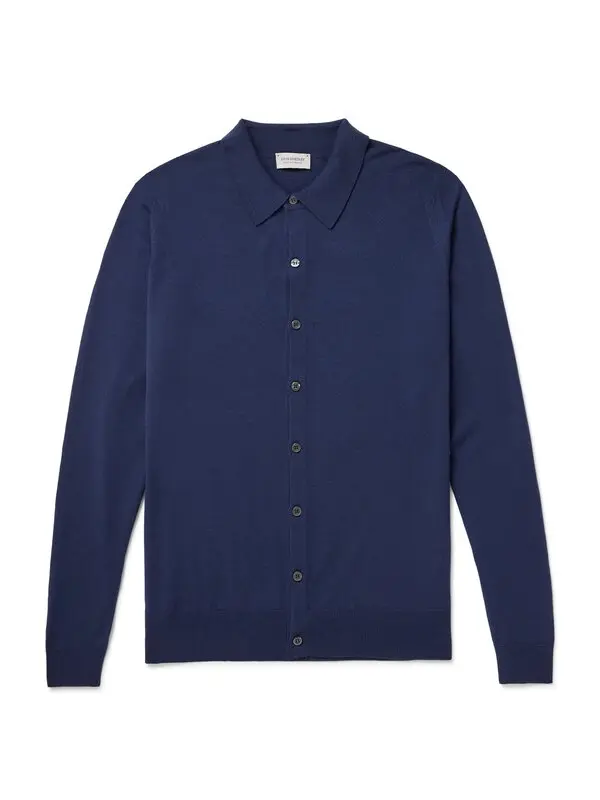 John Smedley Tibor Merino Wool Cardigan - Blue