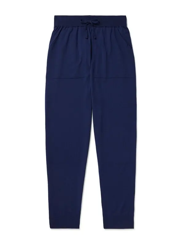 John Smedley Henning Tapered Merino Wool Sweatpants - Blue