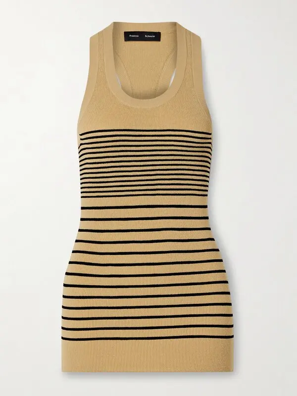 Proenza Schouler Roberts Striped Stretch-knit Tank - Neutrals