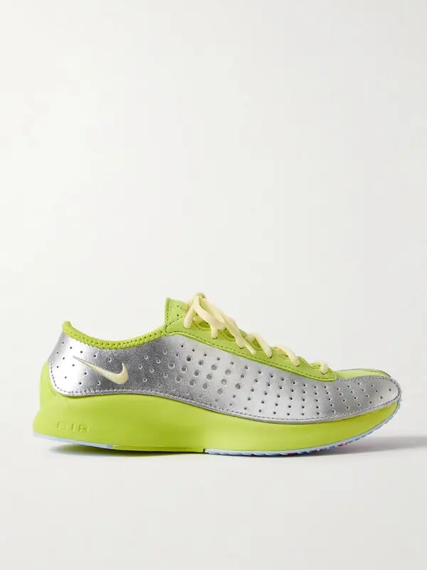 Nike Air Superfly Suede And Perforated Metallic Leather Sneakers - Yellow