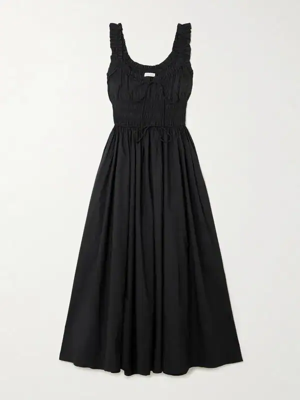 black off the shoulder dress formal Handloomed Turkish Cotton Maxi Dress with Architectural Contrast Stitching L