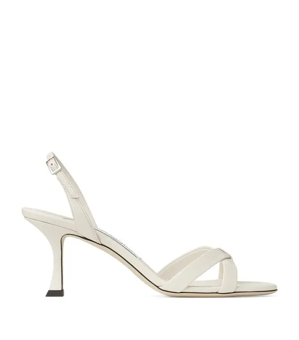 JIMMY CHOO Elsy 70 Leather Heeled Sandals - White