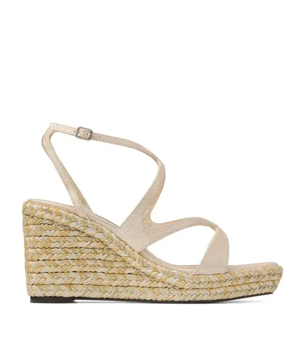 JIMMY CHOO Ayla 85 Metallic Wedge Sandals - Gold