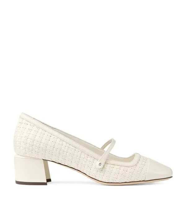 JIMMY CHOO Elisa 45 Woven Mary Jane Pumps - White