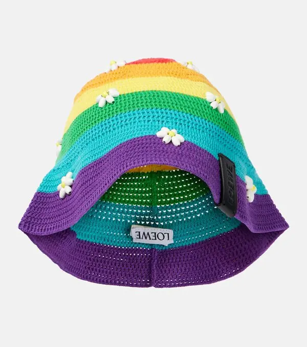 Loewe Daisy Beaded Bucket Hat - Multicoloured