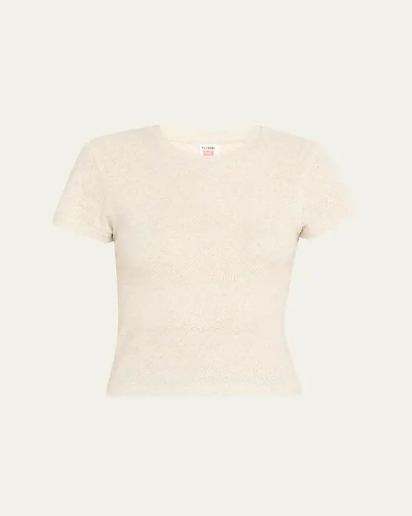RE/DONE Pointelle 90s Baby Tee - Heather Grey