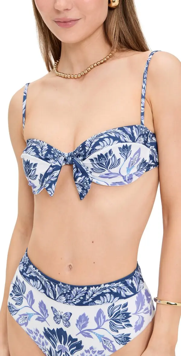 Farm Rio Delicate Tapestry Bikini Top - Delicate Tapestry Off-white