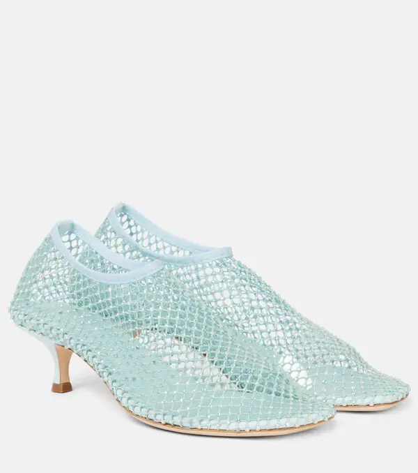 Christopher Esber Minette Embellished Fishnet Pumps - Turquoise