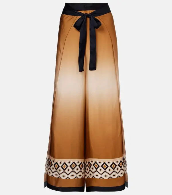 Max Mara Printed Cropped Wide-leg Pants