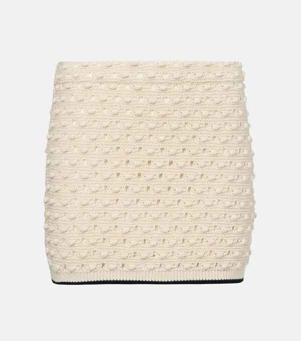 FRAME Bauble Pointelle Cotton Miniskirt - White
