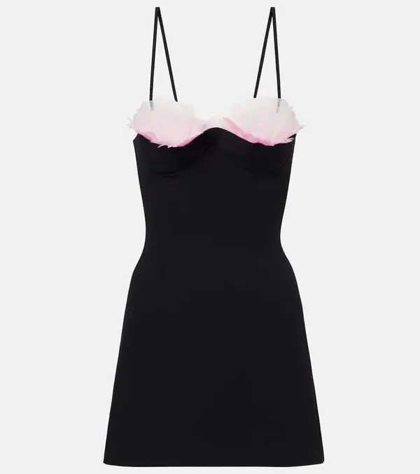 David Koma Feather-trimmed Cady Minidress