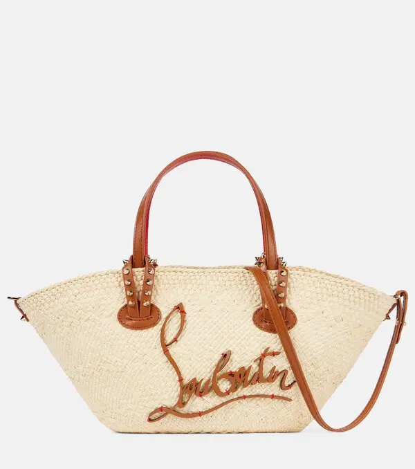 CHRISTIAN LOUBOUTIN Cabata Mini Raffia Basket Bag - Beige