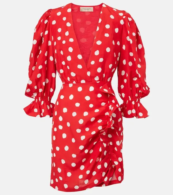 ADRIANA DEGREAS Polka-dot Ruffled Mini Dress
