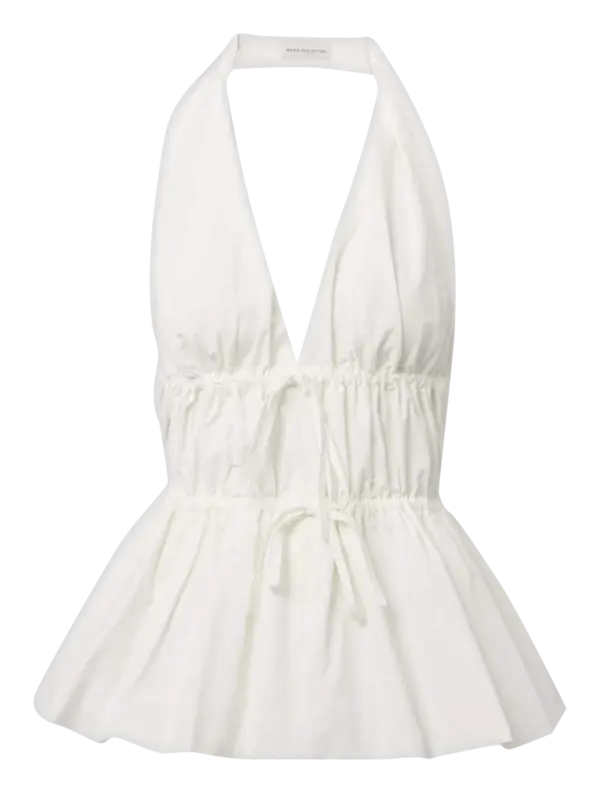 Dries Van Noten Gathered Halterneck Top - White