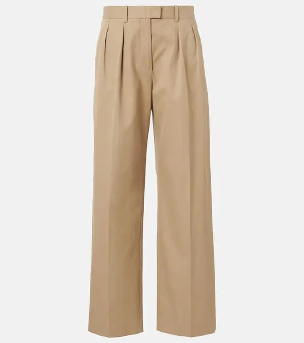 THE ROW Alfidis Cotton And Cashmere Wide-leg Pants - Beige